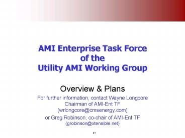 PPT – AMI Enterprise Task Force of the Utility AMI Working Group ...