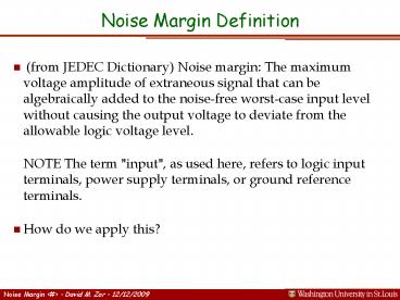 Noise Margin Definition presentation | free to view