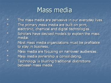 Mass media presentation | free to view