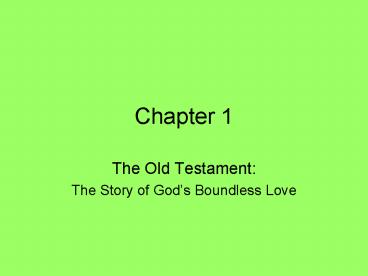 The Old Testament: presentation | free to view