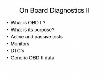 On Board Diagnostics II presentation | free to view