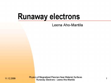 Runaway electrons presentation | free to view