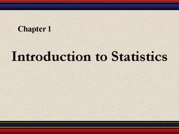 Introduction to Statistics presentation | free to view