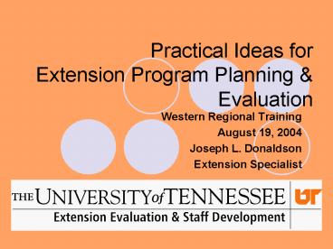 Practical Ideas for Extension Program Planning presentation | free to view