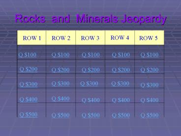 Rocks and Minerals Jeopardy presentation | free to view