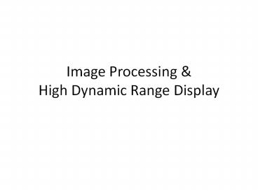 Image Processing presentation | free to download