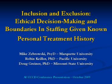 PPT – Inclusion and Exclusion: Ethical DecisionMaking and Boundaries In ...