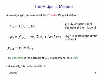The Midpoint Method presentation | free to view