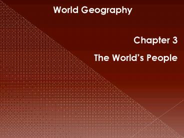 World Geography presentation | free to view