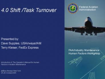 4'0 Shift Task Turnover presentation | free to view