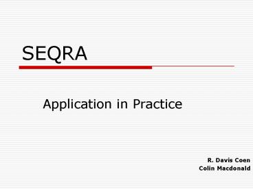PPT – SEQRA PowerPoint presentation | free to view - id: 20b9bb-ZDc1Z