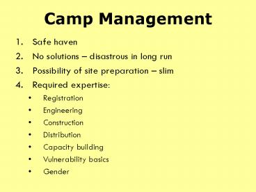 Camp Management presentation | free to view