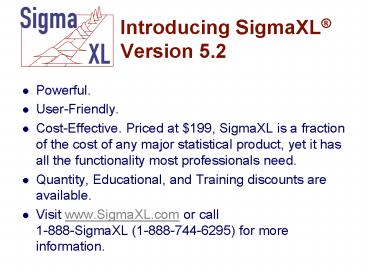 PPT – Introducing SigmaXL PowerPoint presentation | free to download ...