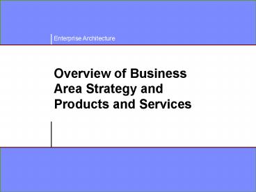 PPT – Overview of Business Area Strategy and Products and Services ...