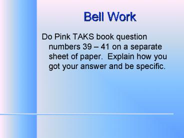 Bell Work presentation | free to view