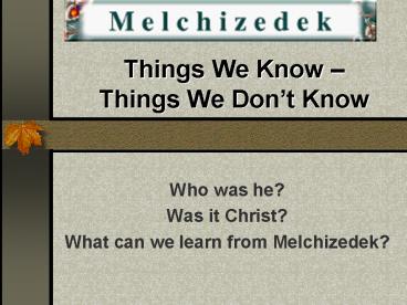 Things We Know presentation | free to download