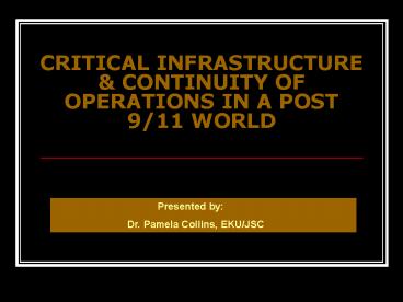CRITICAL INFRASTRUCTURE presentation | free to view