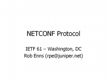 NETCONF Protocol presentation | free to download