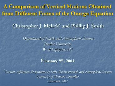 PPT – A Comparison of Vertical Motions Obtained from Different Forms of ...