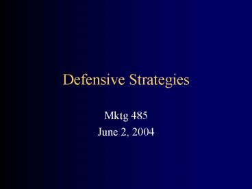 PPT – Defensive Strategies PowerPoint presentation | free to view - id ...