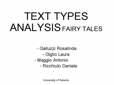 TEXT TYPES ANALYSIS FAIRY TALES presentation | free to view
