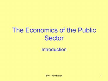 The Economics of the Public Sector presentation | free to view