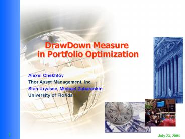DrawDown Measure in Portfolio Optimization presentation | free to view