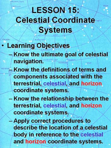 LESSON 15: Celestial Coordinate Systems presentation | free to download