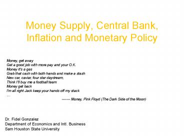 Money Supply, Central Bank, Inflation and Monetary Policy presentation ...