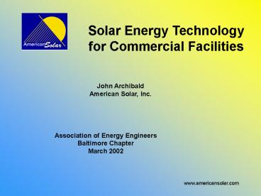 Solar Energy Technology presentation | free to view