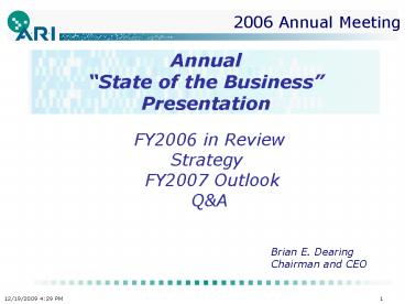 Annual State of the Business Presentation presentation | free to view