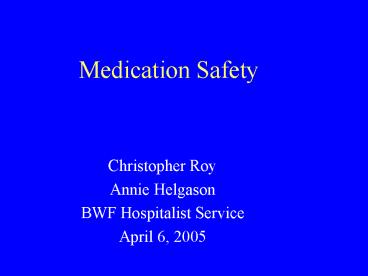 Medication Safety presentation | free to view