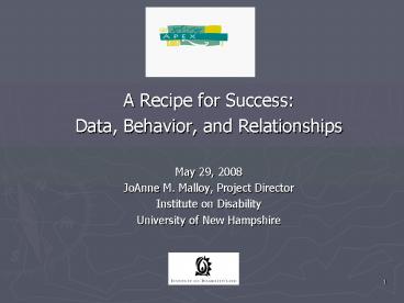 A Recipe for Success: presentation | free to view