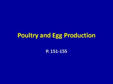 Poultry and Egg Production presentation | free to view