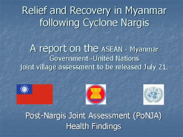 Relief and Recovery in Myanmar following Cyclone Nargis A report on the ...