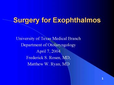 Surgery for Exophthalmos presentation | free to view