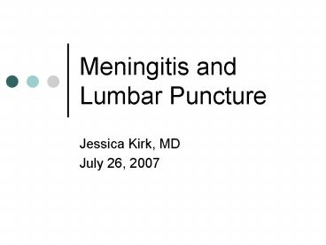 Meningitis and Lumbar Puncture presentation | free to view