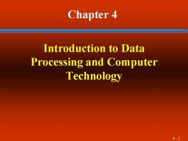 PPT – Introduction to Data Processing and Computer Technology ...