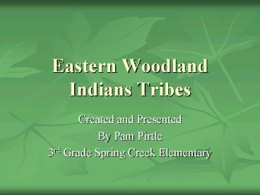 Eastern Woodland Indians Tribes presentation | free to view
