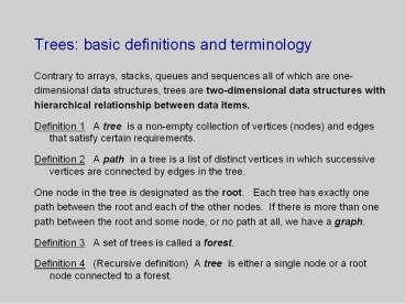 Trees: basic definitions and terminology presentation | free to download