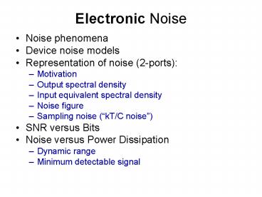 PPT – Electronic Noise PowerPoint presentation | free to download - id ...
