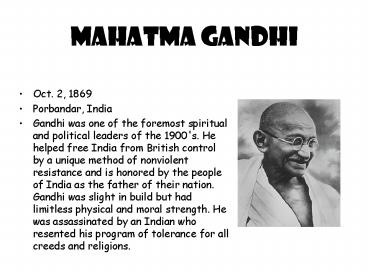 Mahatma Gandhi presentation | free to view