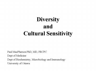 PPT – Diversity and Cultural Sensitivity PowerPoint presentation | free ...