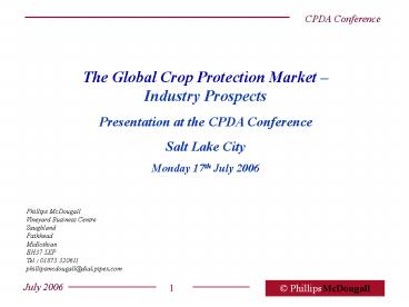 PPT – The Global Crop Protection Market PowerPoint presentation | free ...