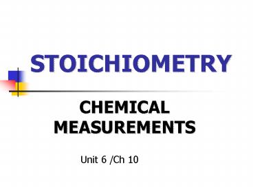 STOICHIOMETRY presentation | free to view