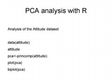 PCA analysis with R presentation | free to view