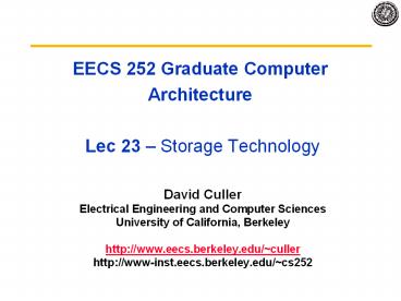 EECS 252 Graduate Computer Architecture Lec 23 presentation | free to ...
