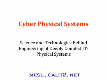 Cyber Physical Systems presentation | free to view