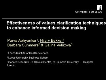 Effectiveness of values clarification techniques to enhance informed ...