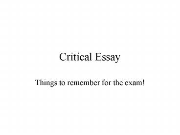 PPT – Critical Essay PowerPoint presentation | free to view - id ...
